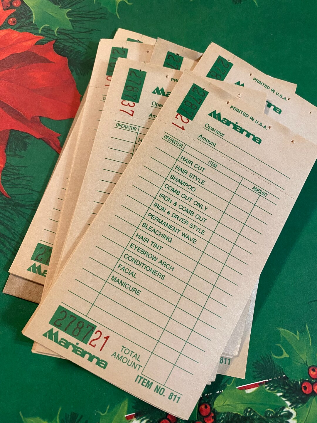 Vintage Marianna Beauty Salon Hair Stylist Barber Receipt Tab Tickets ...