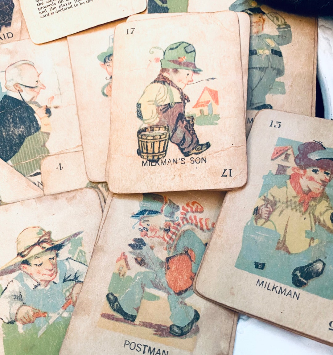 Antique Vintage Old Maid Cards Set of 4 Single Cards Game Night Kids ...