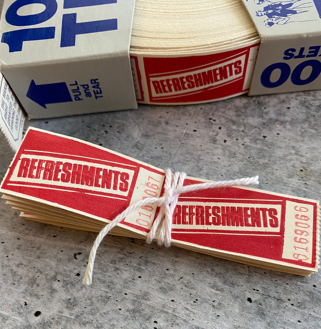 20 Pcs Vintage Cute Red and White Refreshments Tickets for Parties ...
