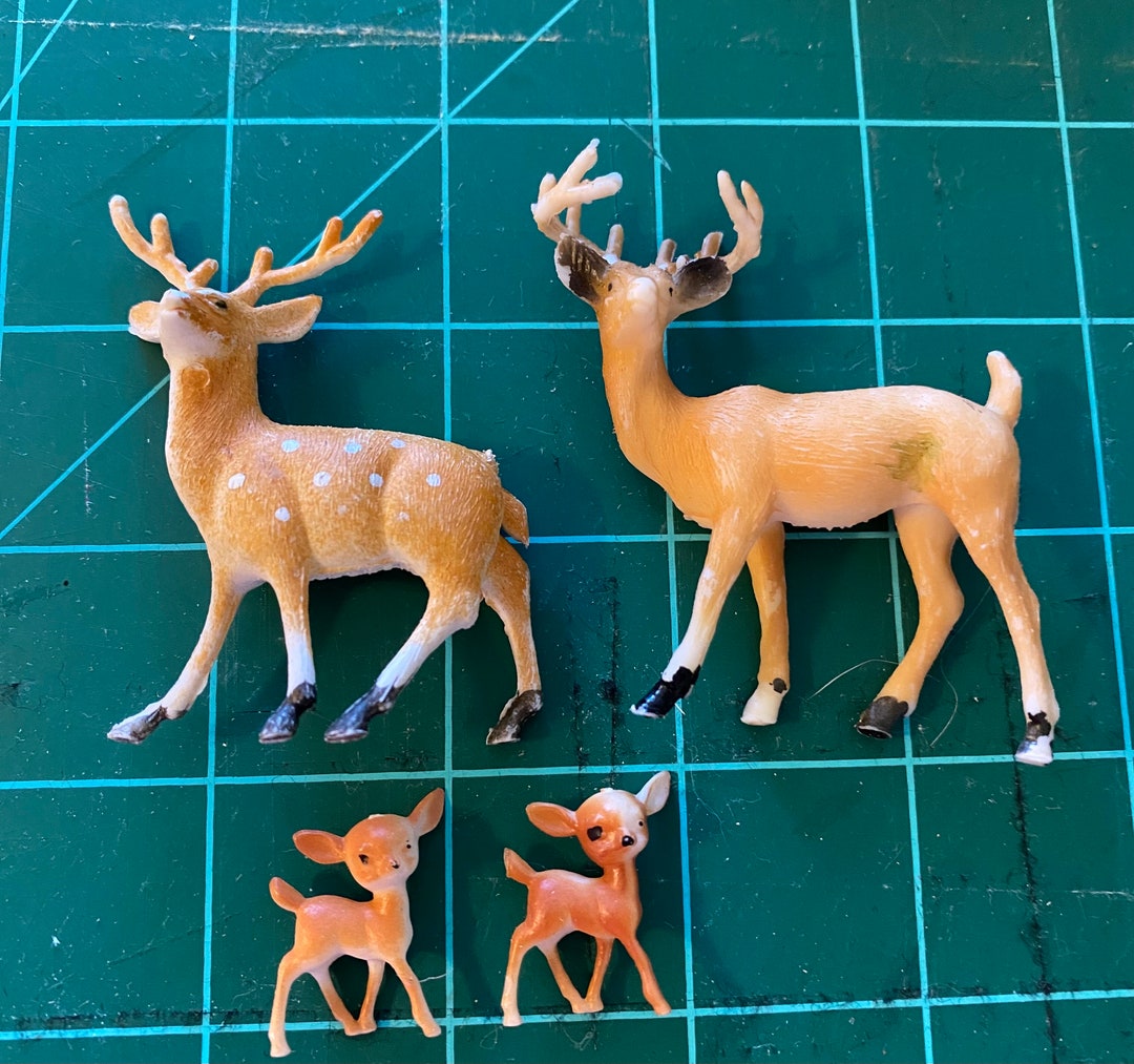 Vintage Tiny Toy Deer Plastic Buck Doe Fawns Woodland Forest Animals ...
