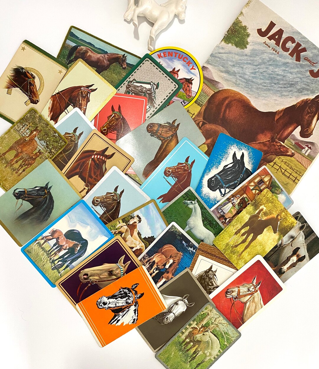 24 Single Vintage Horse Playing Cards Derby Preakness Belmont Western ...