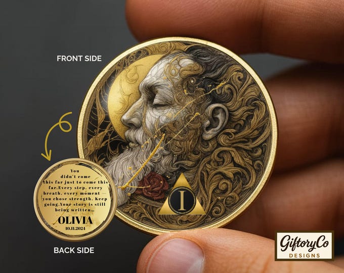 Personalized Serenity Prayer Sobriety Coin Golden AA NA Al-anon ...