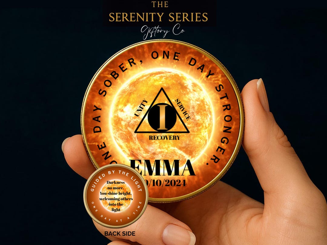 Personalized AA Medallion | Sun Sobriety Gift, Recovery Token - Etsy