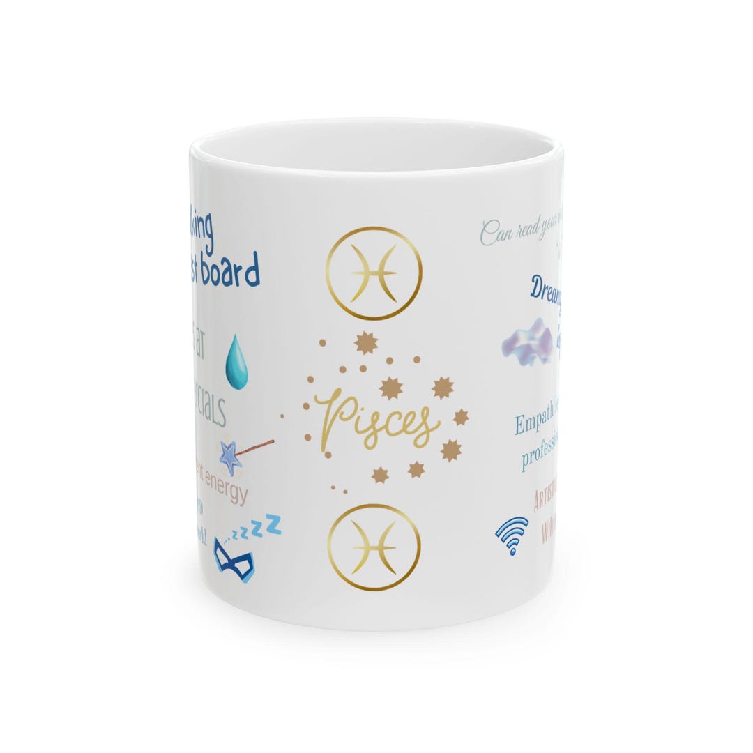 Pisces Mug, Cute Funny Personality Traits, Zodiac Ceramic Cup ...