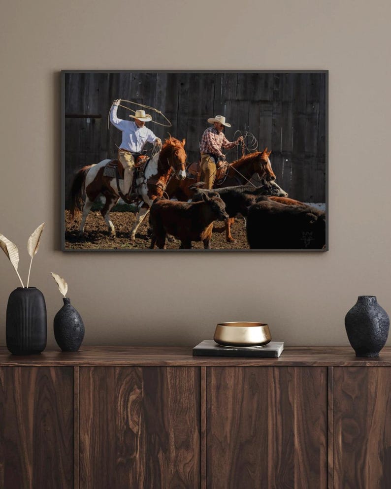 Western Cowboy Photograph: Ranch Art Print, Horseback Cattle (digital ...