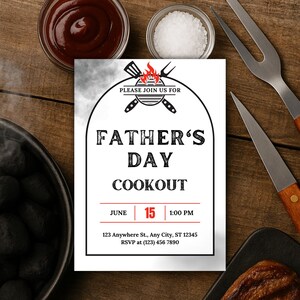 Father&#039;s Day BBQ Invitation, Father&#039;s Day Cookout Party, Dad Day ...