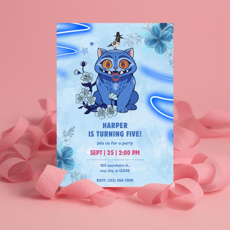 Trendy K-pop Birthday Invitation, Demon Hunter Birthday Party, Derpy ...