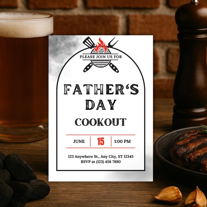 Father's Day BBQ Invitation: Grillin' & Chillin' Cookout (editable ...