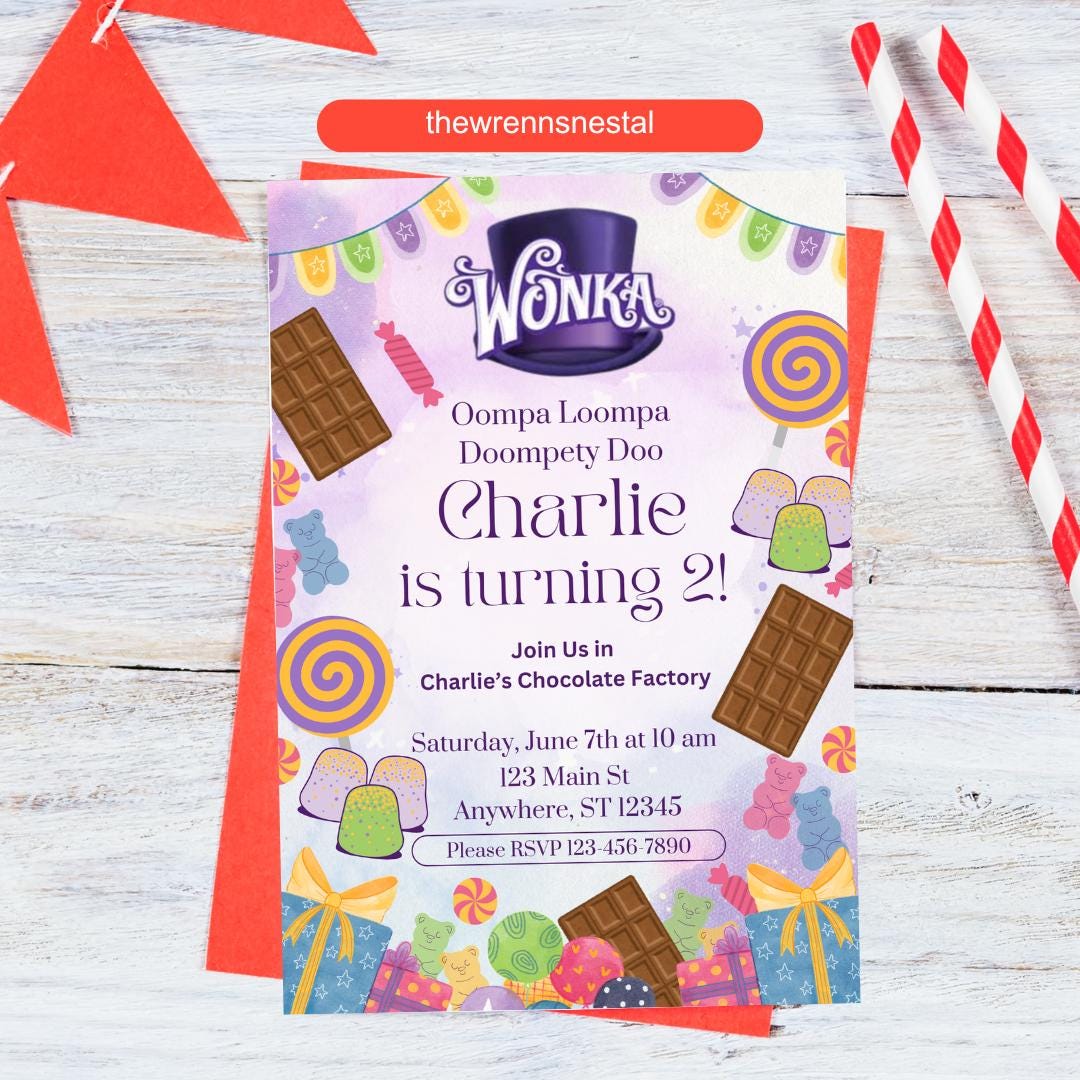 Willy Wonka Birthday Invitation - Etsy