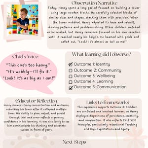 Printable Learning Story Template PDF | Boho Style | Early Childhood ...