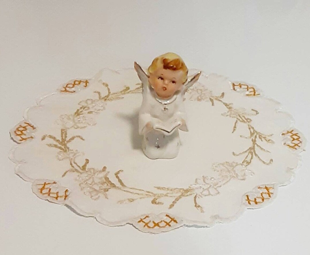 Artmark Angel 1950s Ceramic Holiday Decor, Includes Handstitched Cotton ...