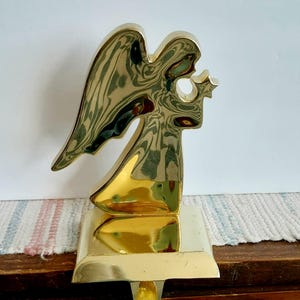 Vintage Brass Angel Stocking Holder, Retro Christmas Decor, Heirloom ...
