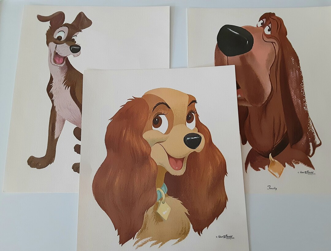 Vintage Disney Lady and Tramp Prints, Pard Dog Food 1950's Ad Ephemera ...