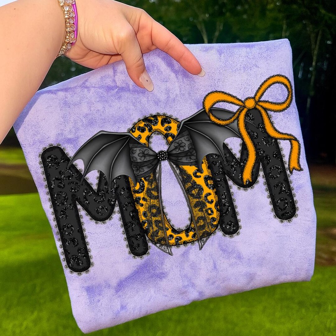Mom Coquette Bat Mama Halloween Png Design, Girly Checkered Preppy ...