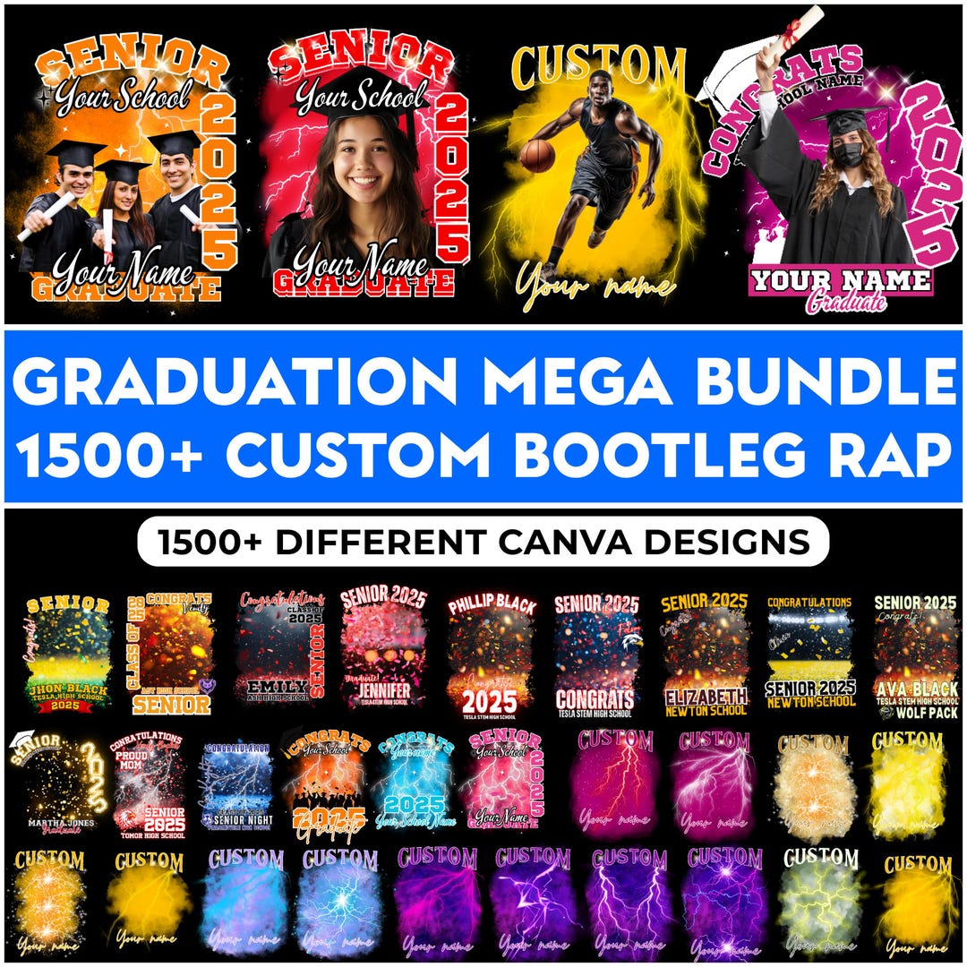 1500+ Custom Bootleg Rap & Graduation Shirt Template Canva, Custom ...