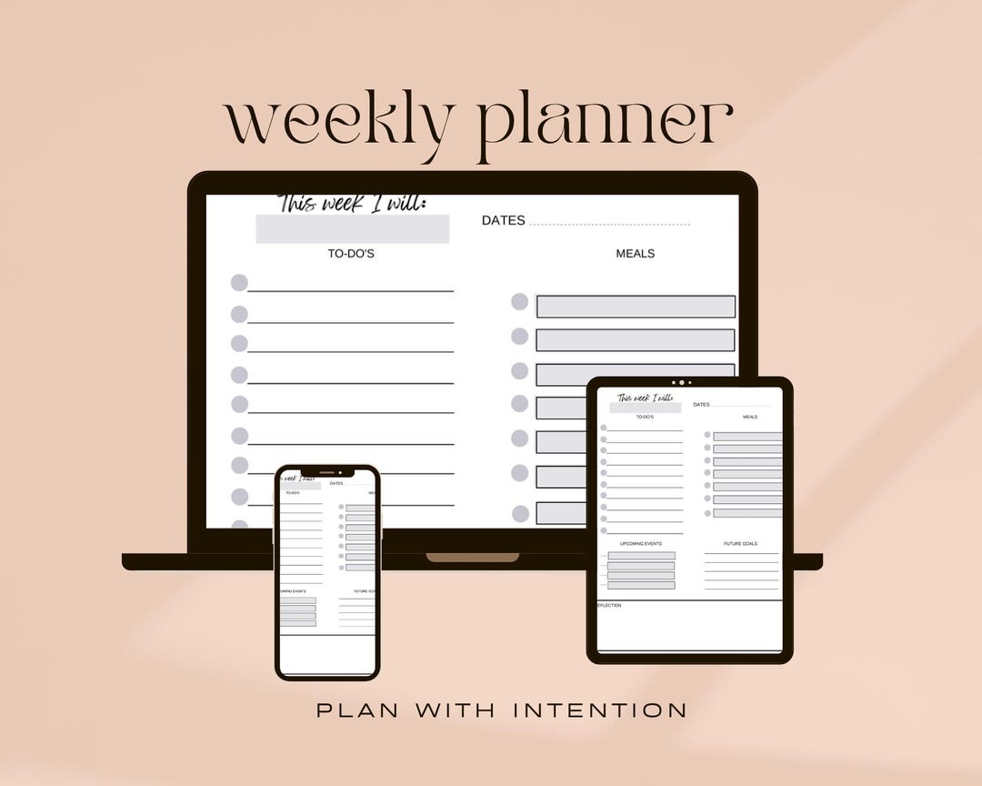 Printable Weekly Planner: Undated Schedule, Intention Setting (A4/A5 ...