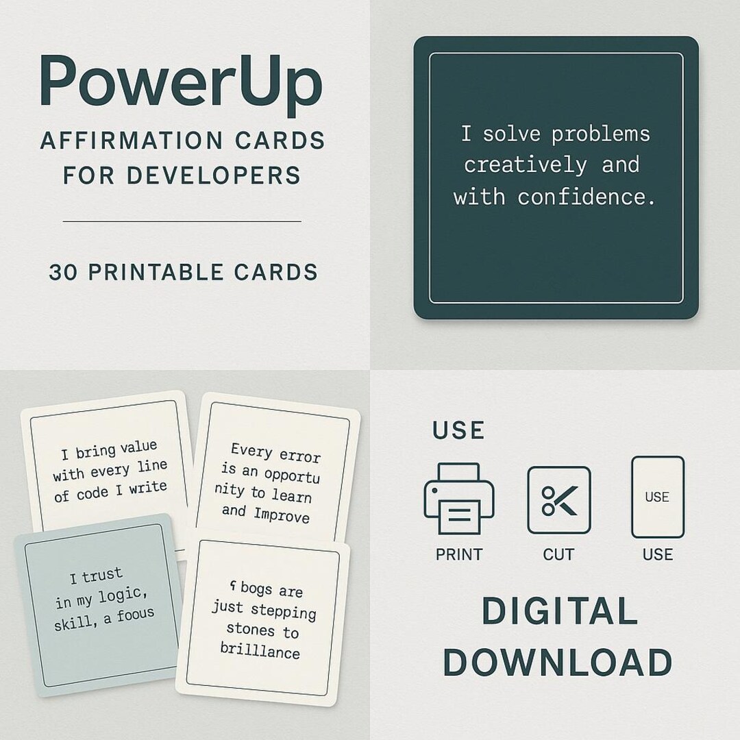 Printable Affirmation Cards for Developers – Mental Clarity & Confidence Deck - Etsy
