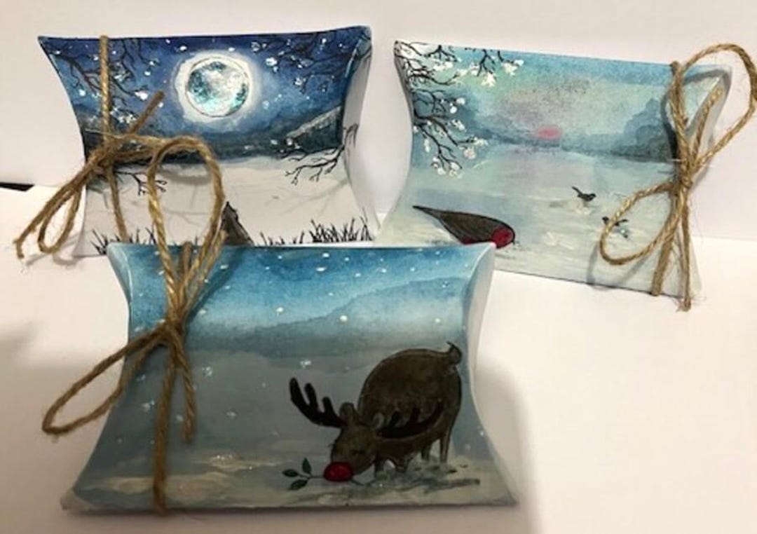 Rudolph and Friends Woodland Christmas Pillow Favour Boxes - Set 6/3 ...