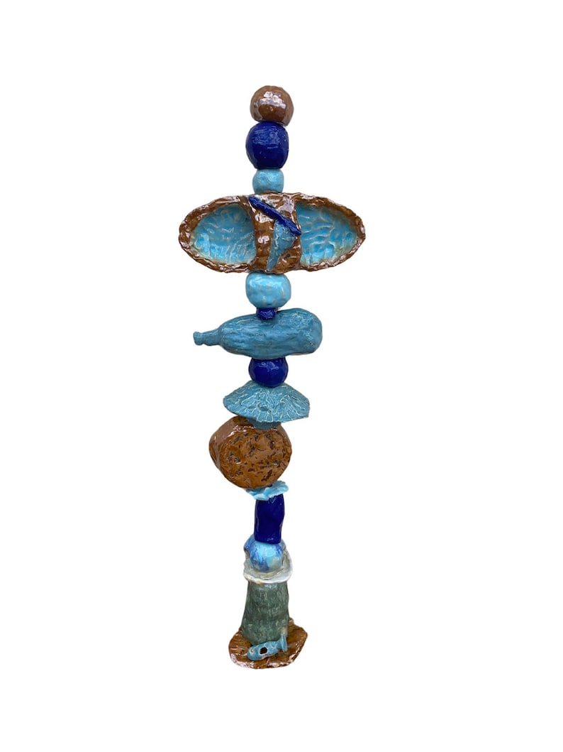 Ceramic Garden Totem – Handmade Clay Sculpture for Outdoor Art & Home ...