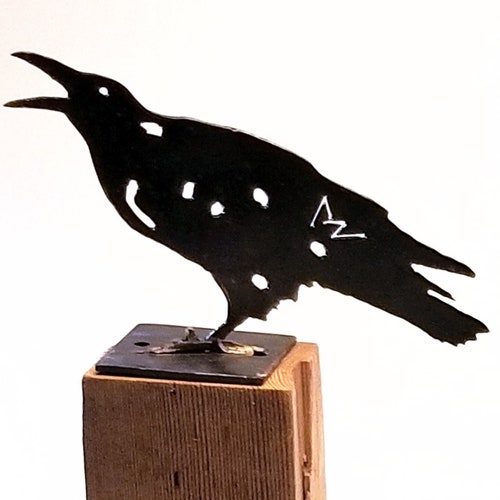Rusty Metal Cawing Crow Fence Post Topper / Raven / Bird Art / - Etsy
