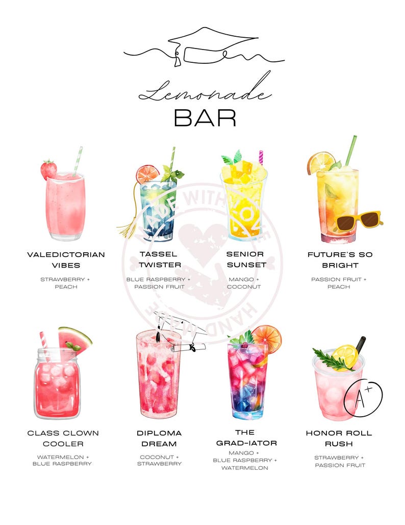 Graduation Party Lemonade Bar Menu - Etsy