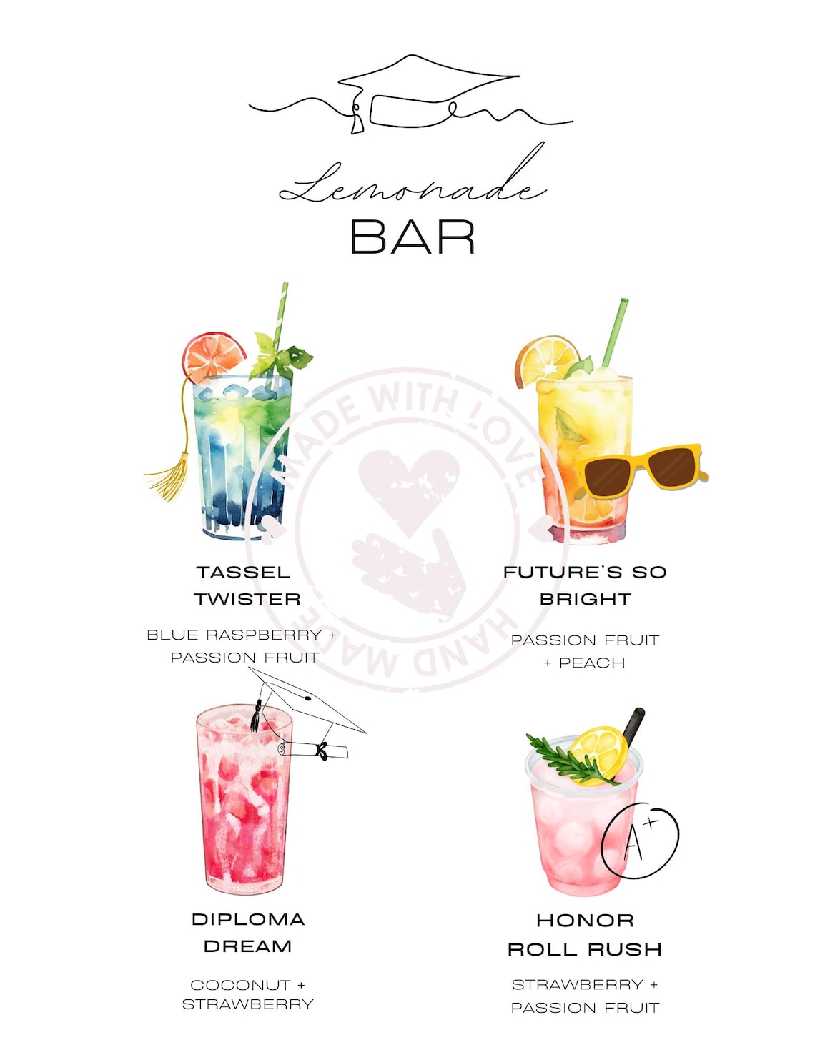 Graduation Party Lemonade Bar Menu - Etsy