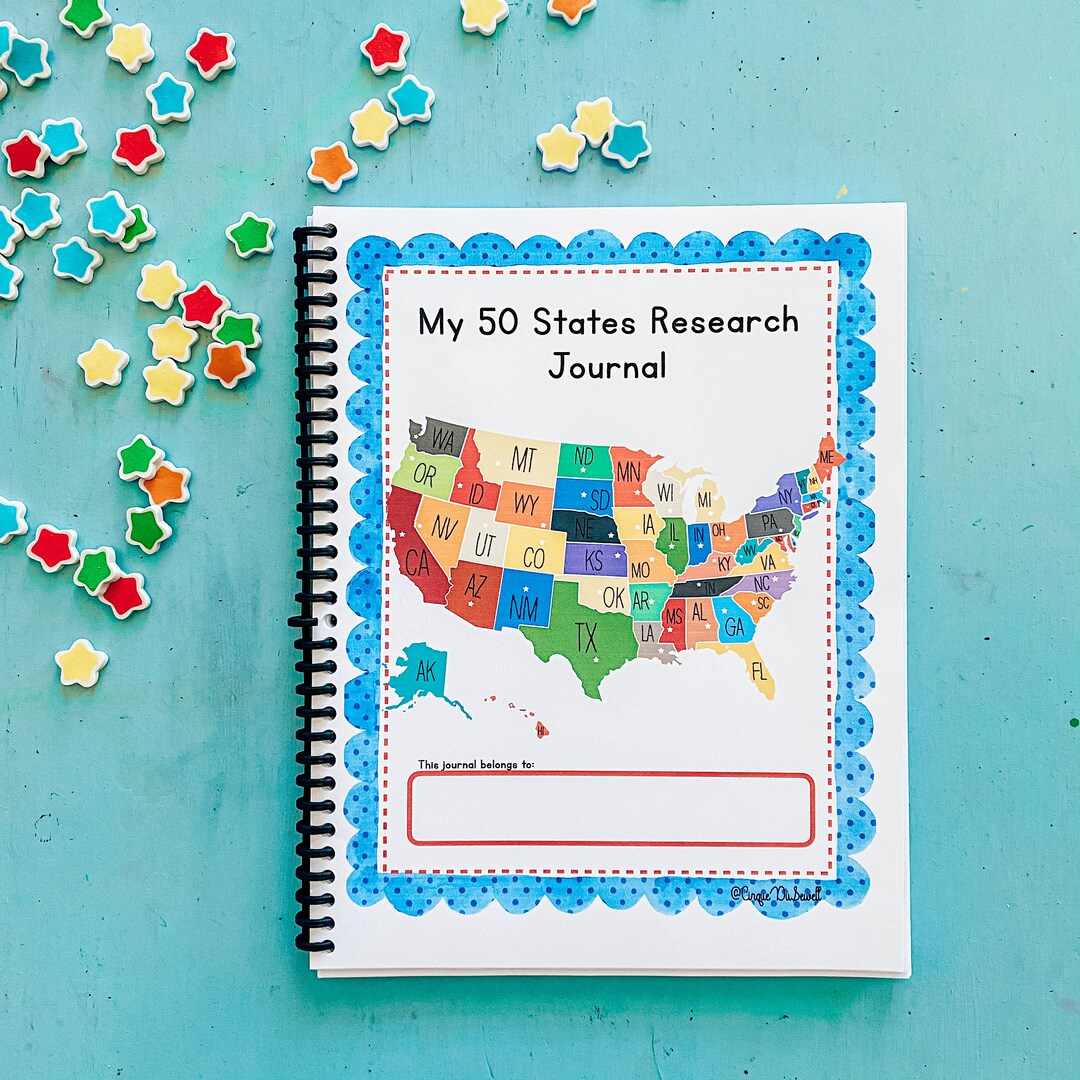 50 States Research Journal - Etsy