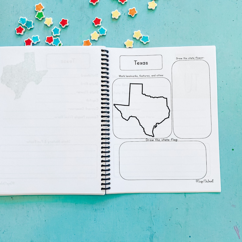 50 States Research Journal - Etsy