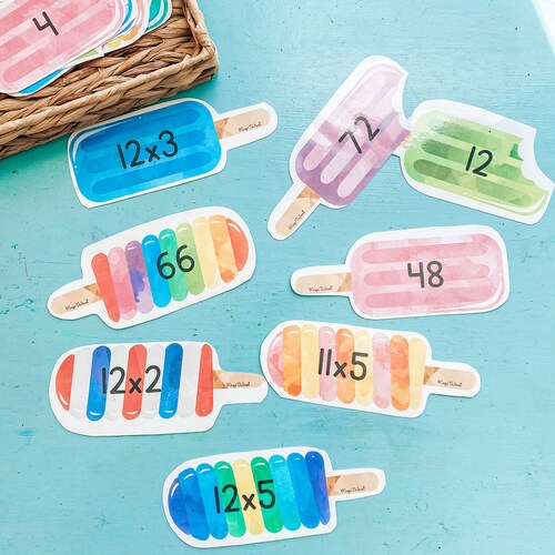Multiplication Popsicle Flash Cards - Etsy