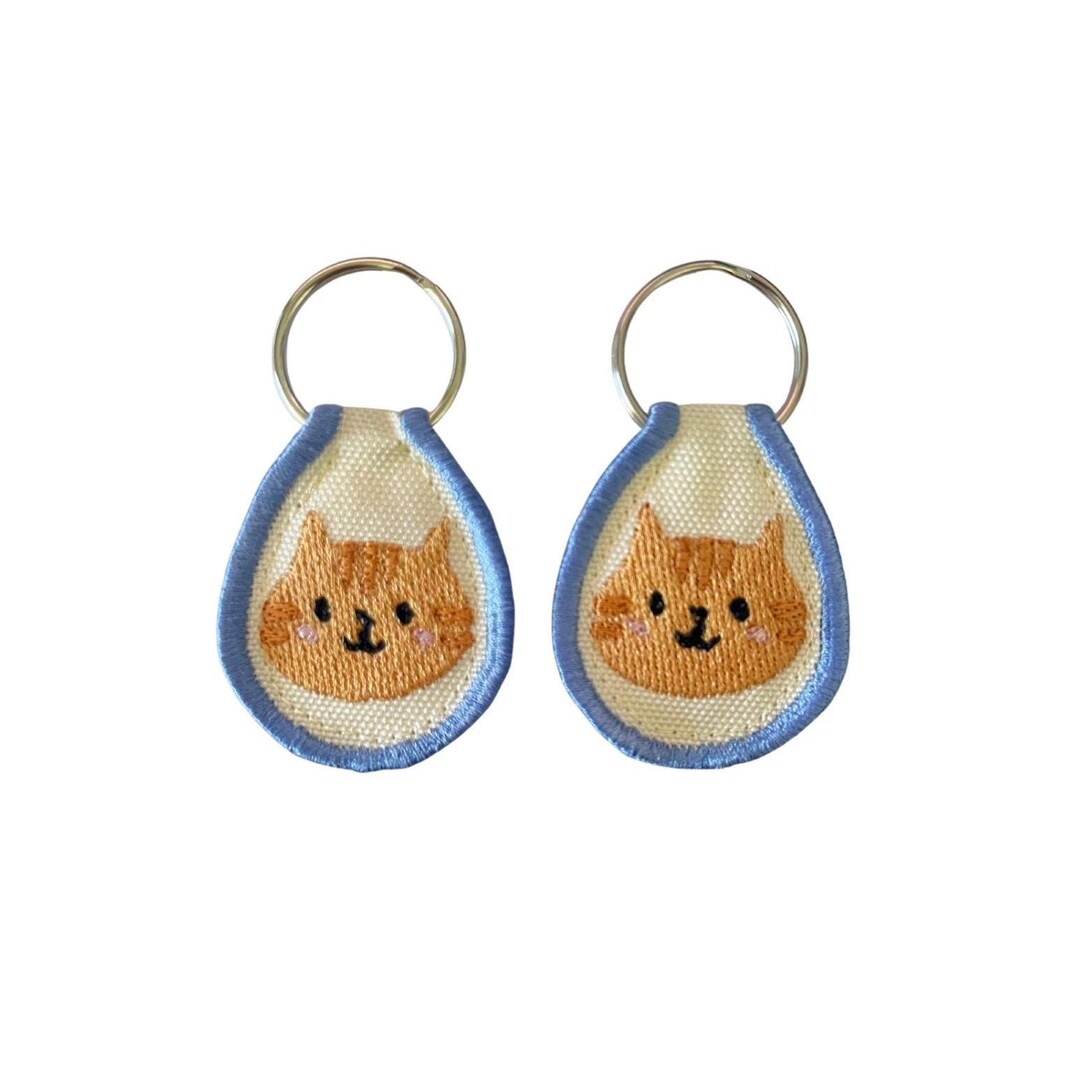 Set of 2, Embroidered Patch Keychains | Keyfobs | Cat Lovers | Cat Mom ...