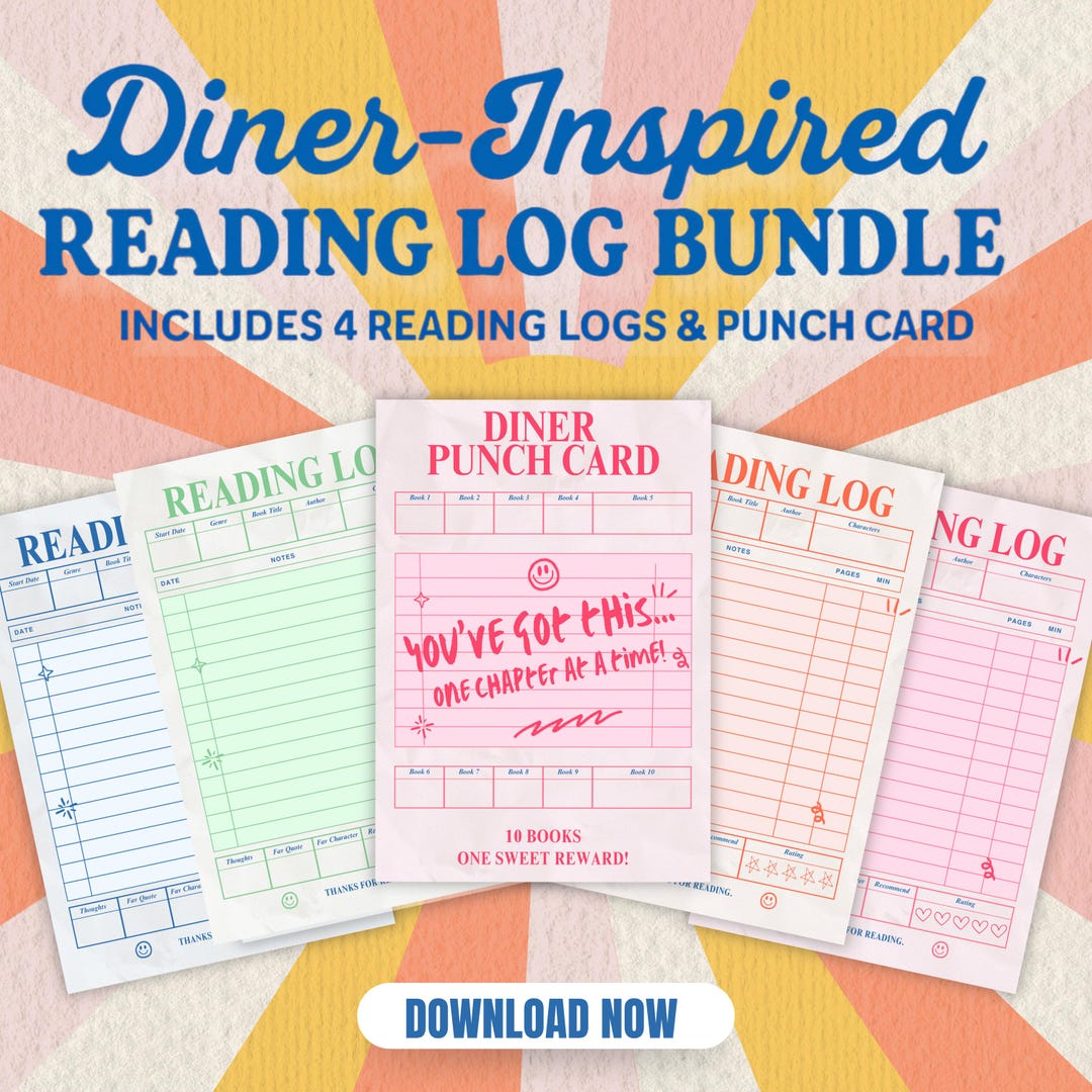 Retro Diner Reading Log: Fun Printable Tracker for Kids (PDF Download ...