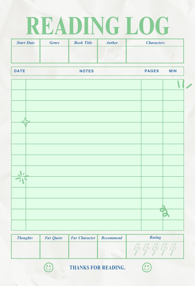 Retro Diner Reading Log Printable for Kids and Teens Fun Reading ...
