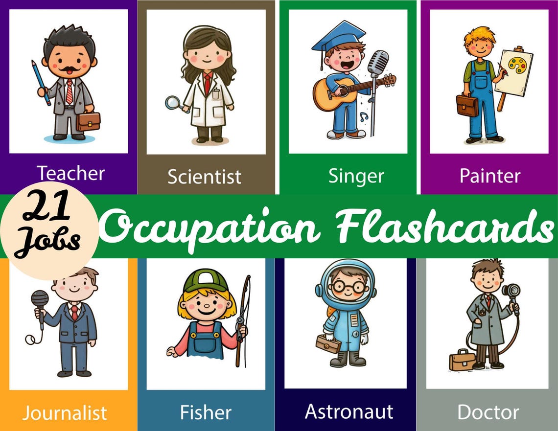 French and English Jobs Flashcards for Kids | Community Helpers ...