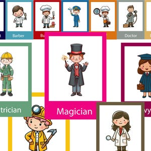 French and English Jobs Flashcards for Kids | Community Helpers ...