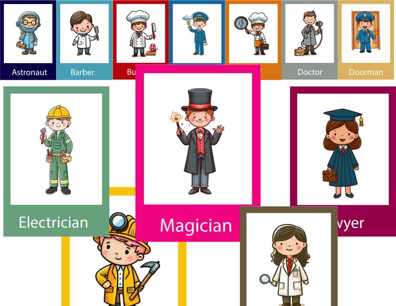 French and English Jobs Flashcards for Kids | Community Helpers ...