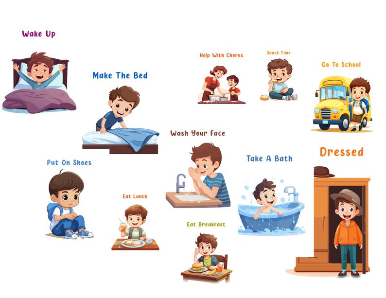 Daily Routine Cards for Kids Printable | Visual Schedule for ADHD and ...