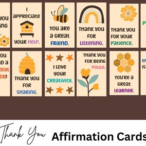 Thank You Affirmation Cards for Kids | Printable Gratitude Notes | A4 ...