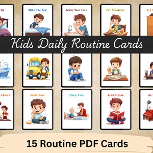 Daily Routine Cards for Kids Printable | Visual Schedule for ADHD and ...