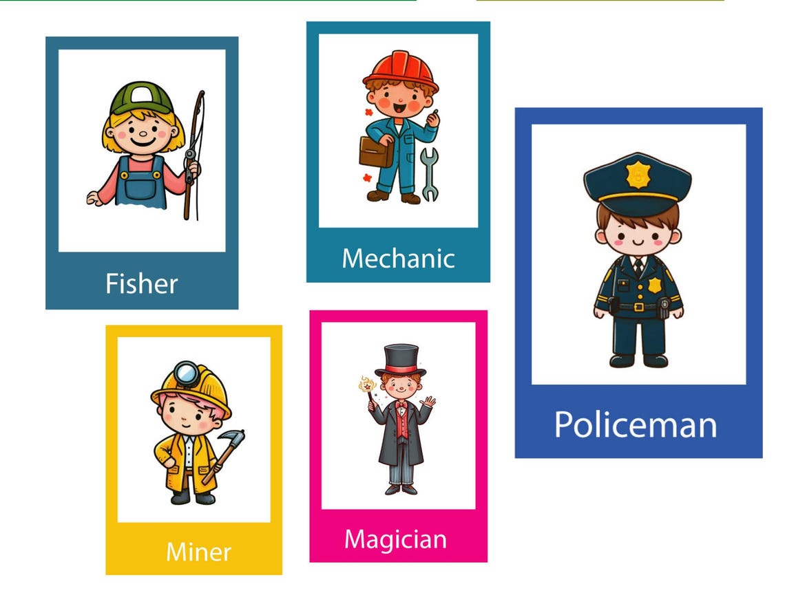 French and English Jobs Flashcards for Kids | Community Helpers ...