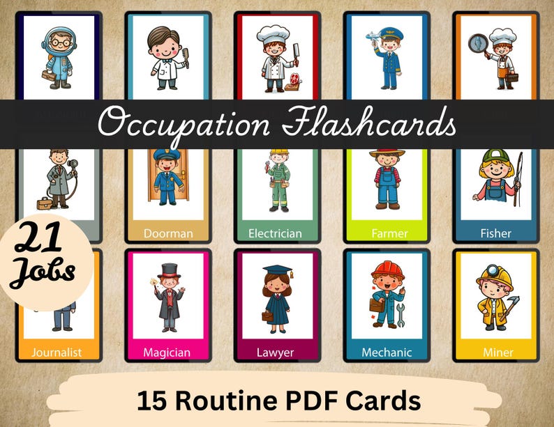 French and English Jobs Flashcards for Kids | Community Helpers ...
