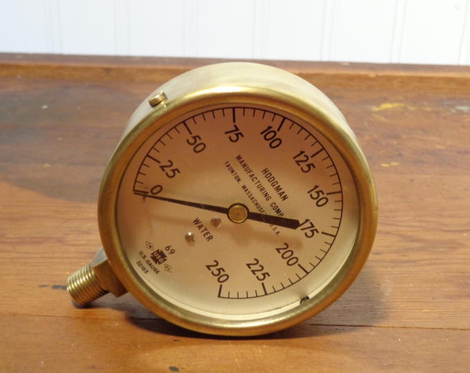 Brass Water Gauge, 1969 Hodgman Manufacturing - U S Gauge Company Brass ...