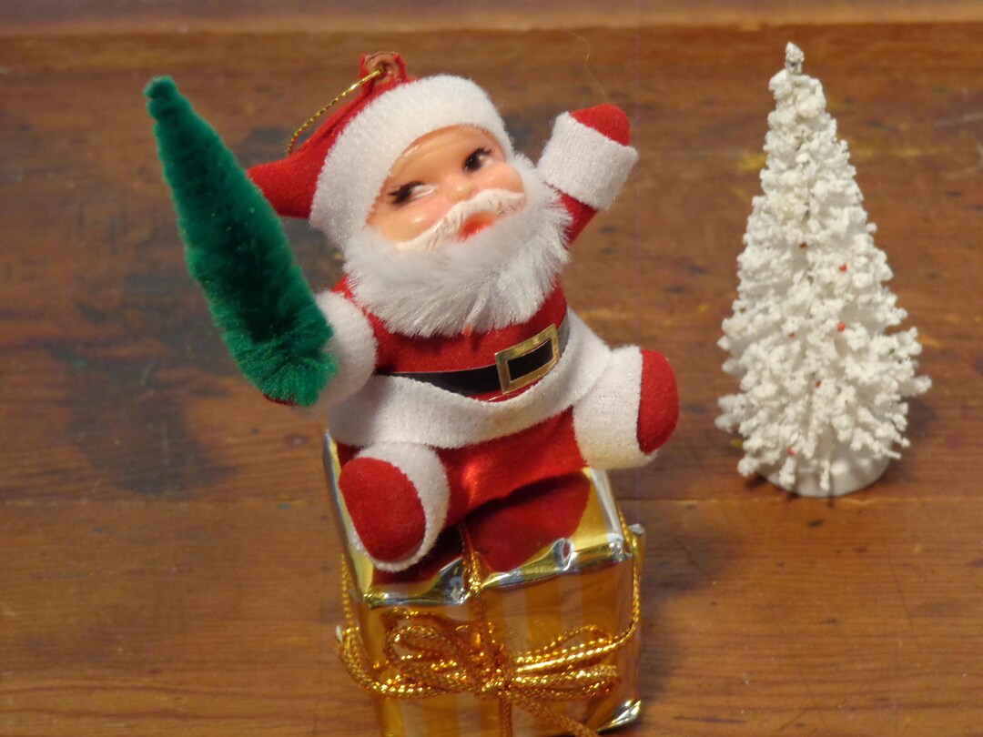 Santa Pick Ornament Flocked Sitting Santa Claus Pick Ornament 24-174A ...