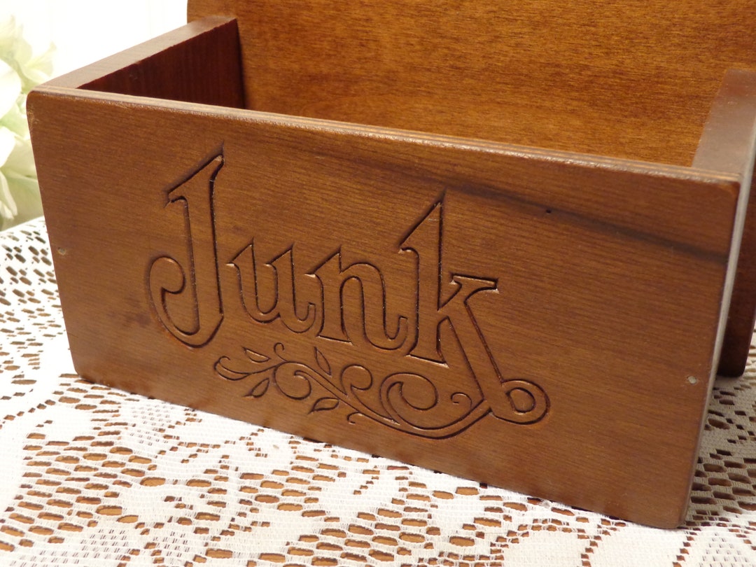 Vintage Wood Hanging Junk Box Carved Wood Junk Box 19-118 - Etsy