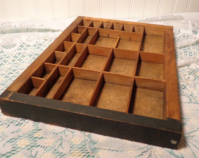 Vintage Wood Divided Display Shadow Box Printers Box Letter Press Box ...