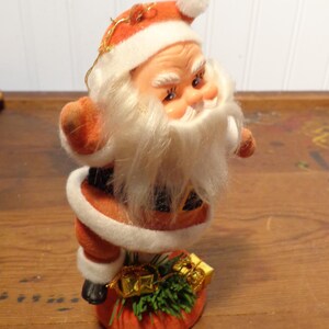 Vintage Dancing Flocked Santa - Small Dancing Santa on Pedestal - 20 ...