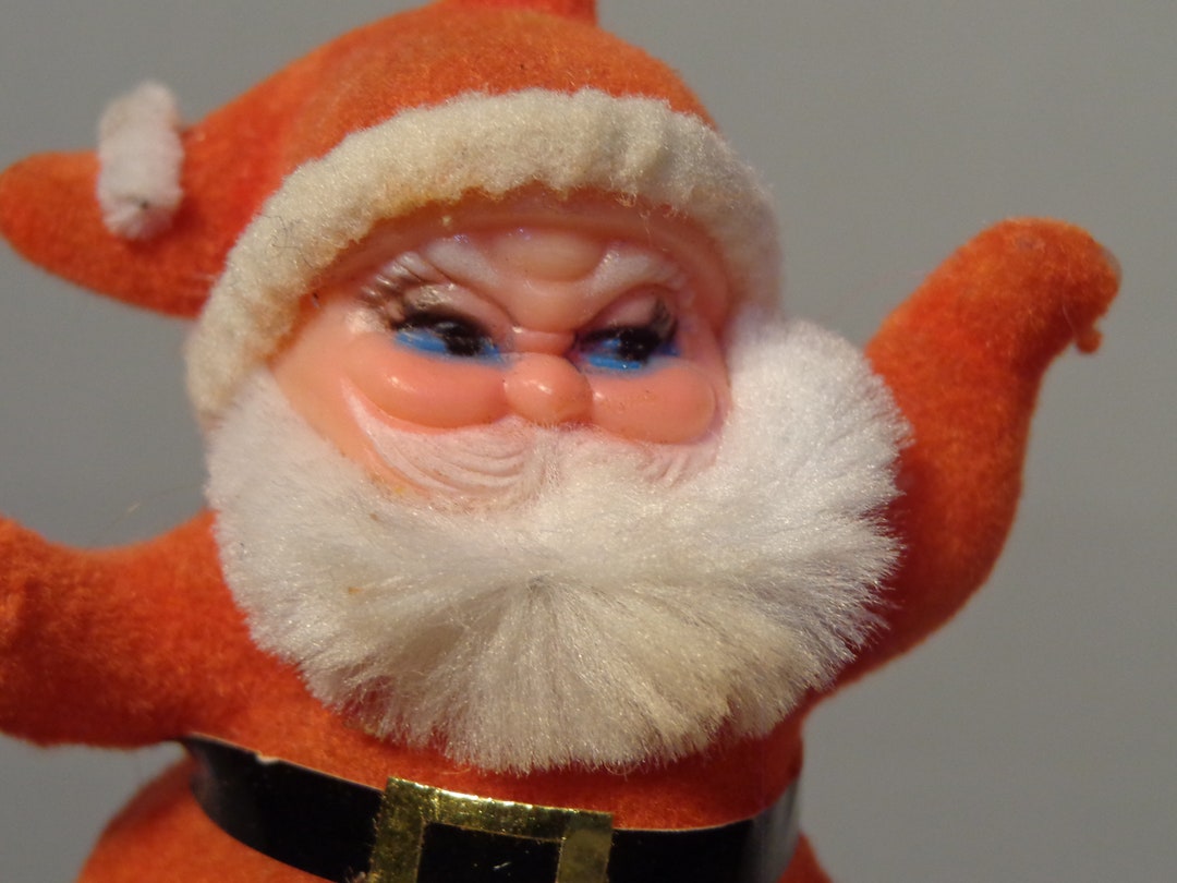 Vintage Santa Ornament - Flocked Santa Ornament - 19-097 - Etsy