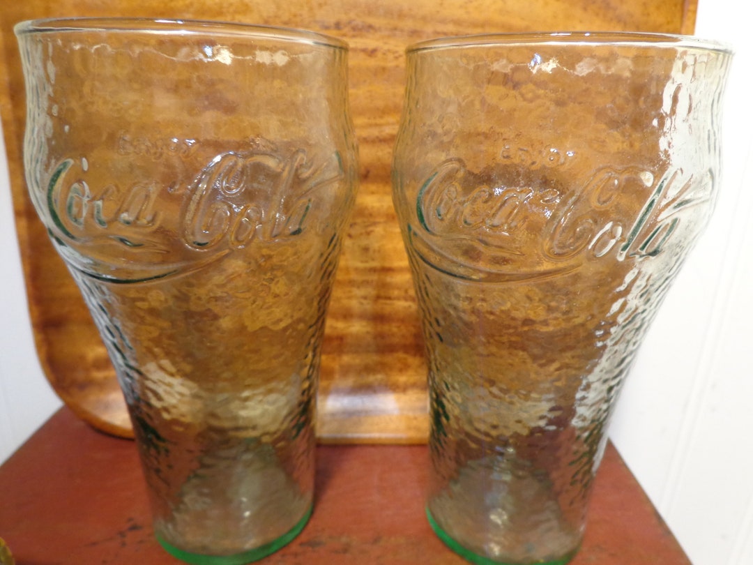Vintage Pebbled Green Coca-cola Glasses Set of Two 2 Coke Glasses 18 ...