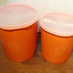 Tupperware Orange Canister Set Four 4 Piece Orange Tupperware ...