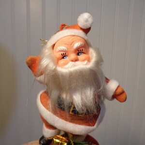 Vintage Dancing Flocked Santa - Small Dancing Santa on Pedestal - 20 ...