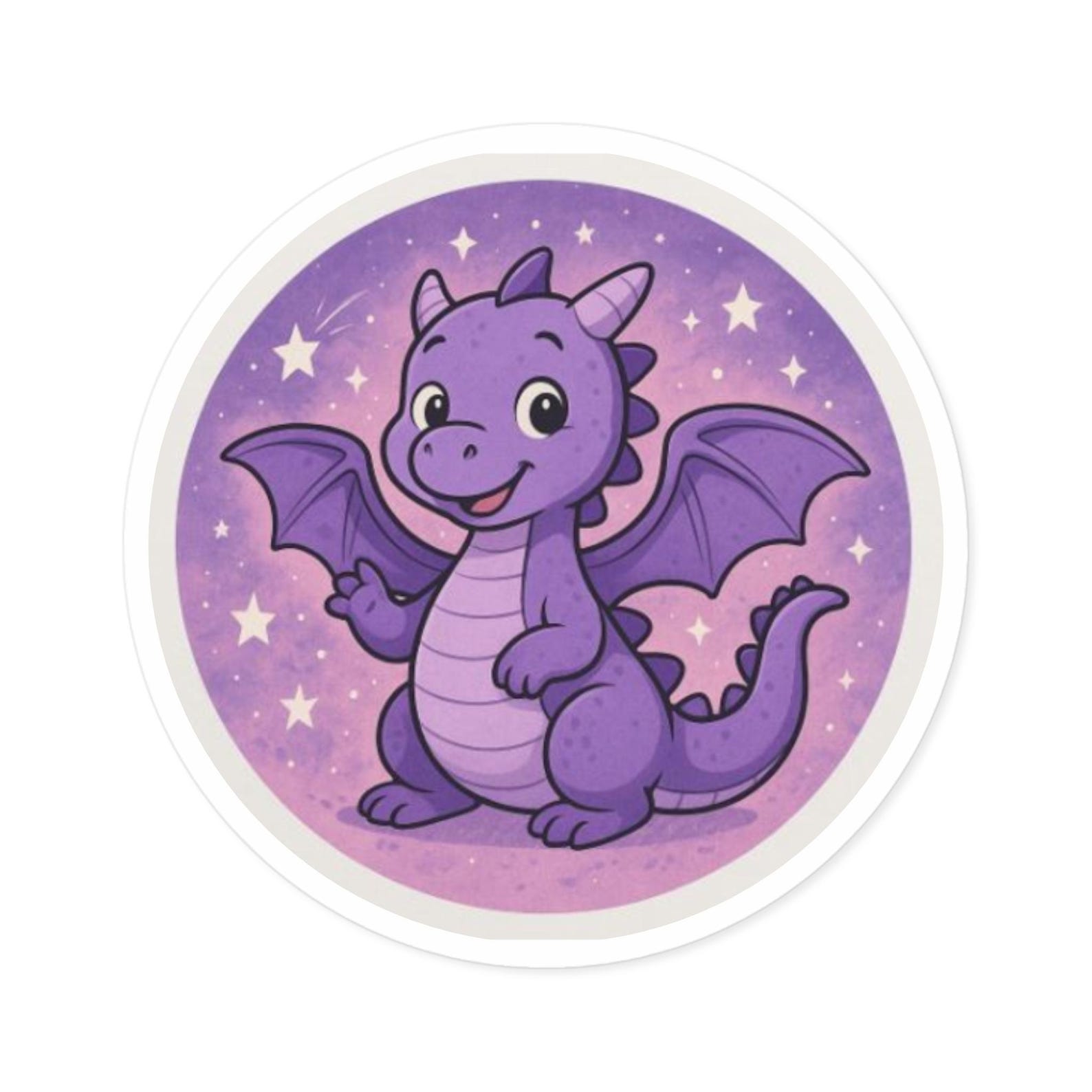 Whimsical Dragon Stickers, Cute Purple Dragon Decals, Kids Room Decor ...